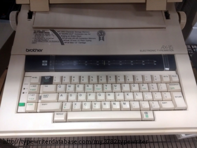 1987 Brother AX-15M on the Typewriter Database