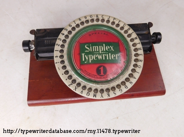19XX Simplex 1 on the Typewriter Database