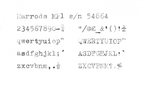 1937 Harrods (Olivetti) MP1 on the Typewriter Database