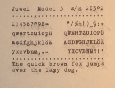 1943 Juwel 3 on the Typewriter Database