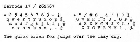 1937 Harrods (Torpedo) 17 on the Typewriter Database
