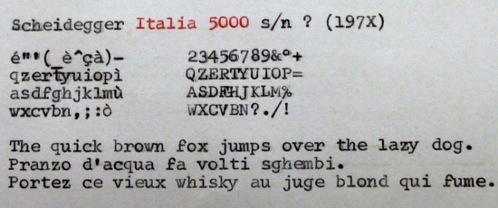 197X Scheidegger (Olivetti) Italia 5000 on the Typewriter Database