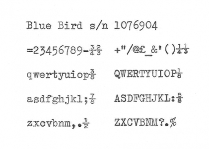 1959 Blue Bird 18b on the Typewriter Database
