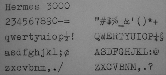 1958 Hermes 3000 on the Typewriter Database