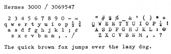 1961 Hermes 3000 on the Typewriter Database