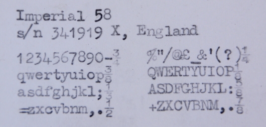 1950 Imperial 58 on the Typewriter Database