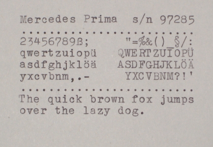 1937 Mercedes Prima on the Typewriter Database