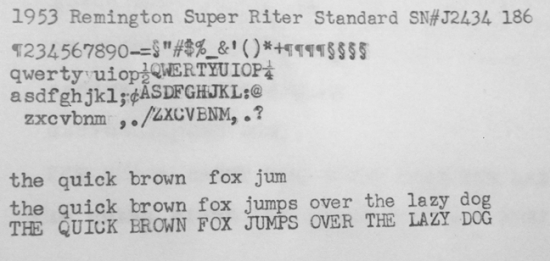 1953 Remington Super-Riter on the Typewriter Database