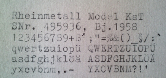 1958 Rheinmetall KsT on the Typewriter Database