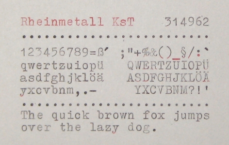 1952 Rheinmetall KsT on the Typewriter Database